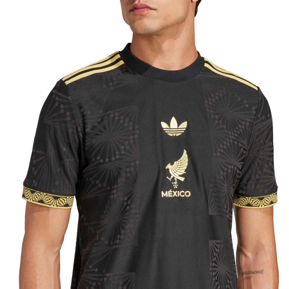 Adidas Mexico 2025 Gold Jersey Soccer JF2639 Black